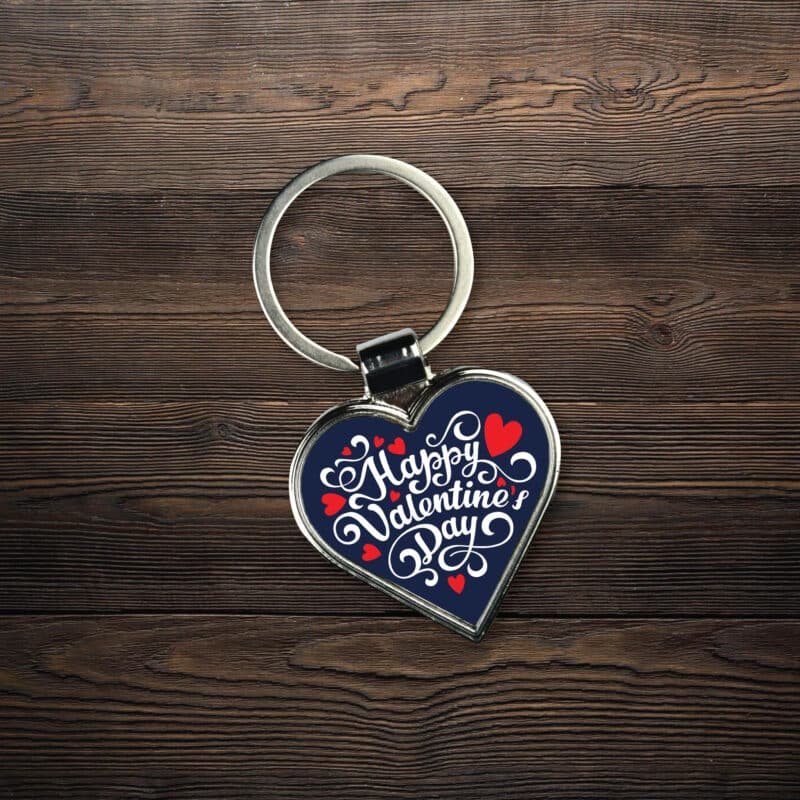 Valentines Day Custom Metal Love Keyring With Custom Text