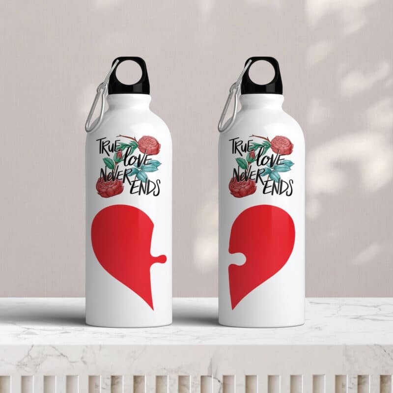 Valentine Love Gift Aluminium Water Bottle - 2 Set Bottle